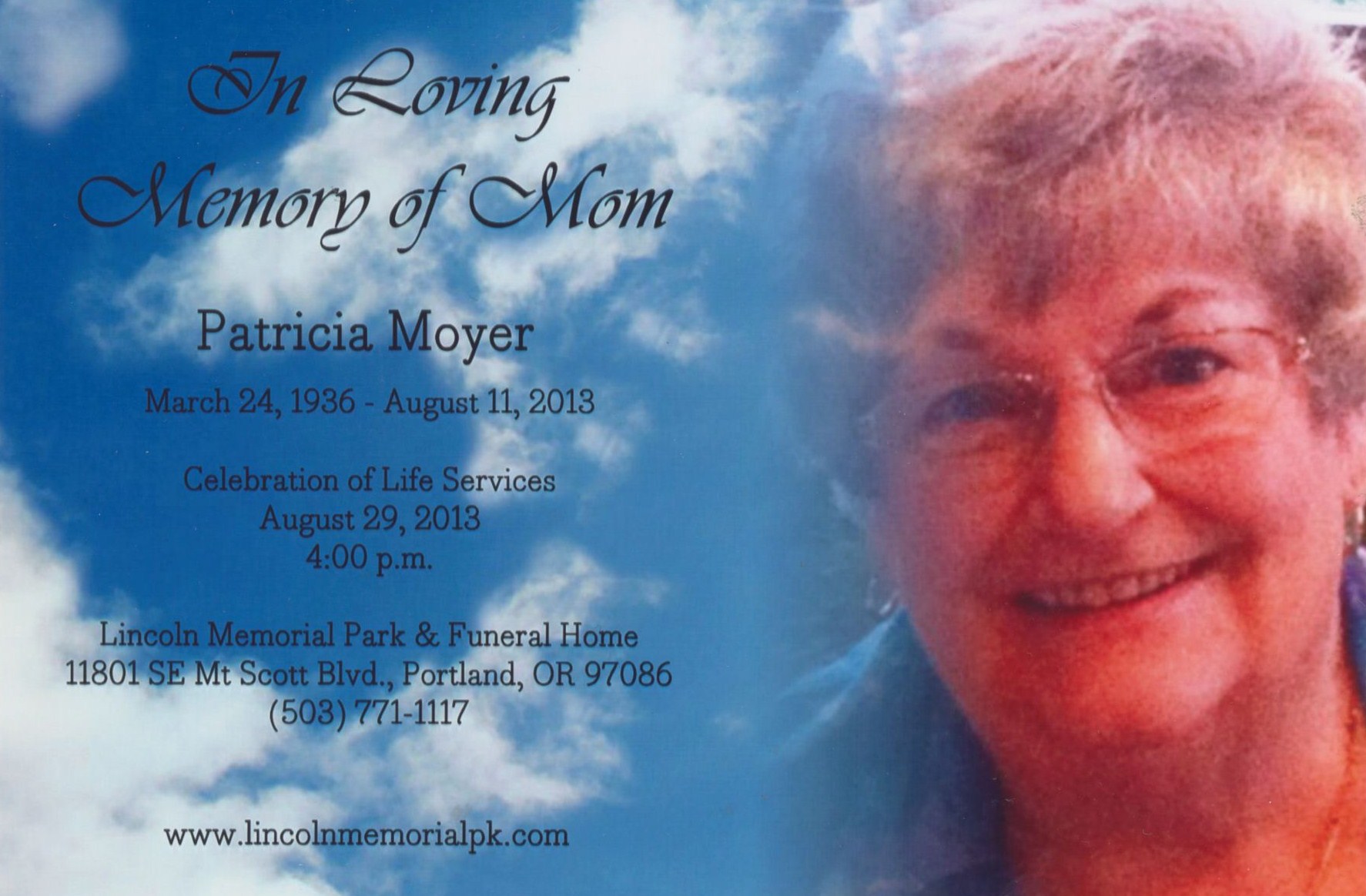 Patricia Moyer Obituary - Portland, OR