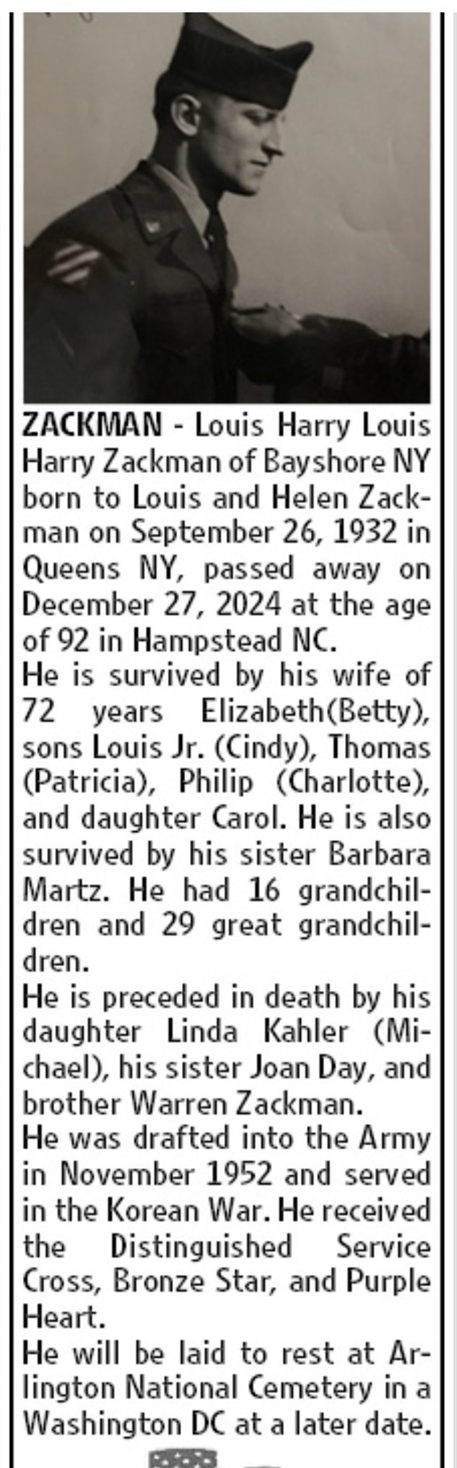 Louis Zackman Obituary - Raleigh, NC